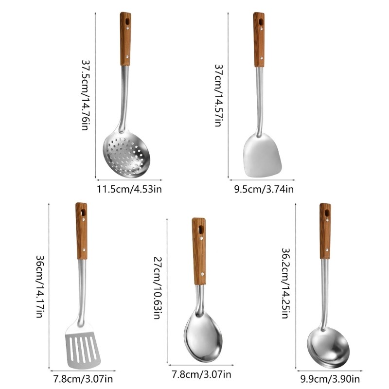 5Pcs Handle Soup Ladles Rice Spoon Colander Cooking Accessorys | eBay UK