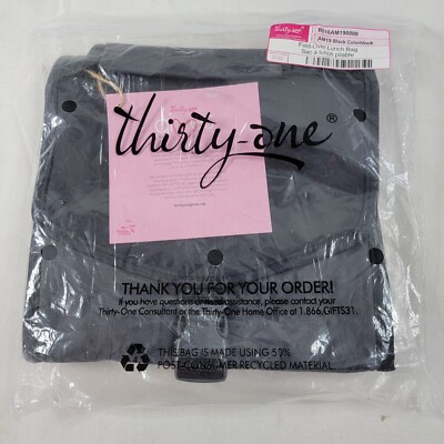 Thirty One Fold Over Lunch Bag in Black Colorblock NWT | eBay