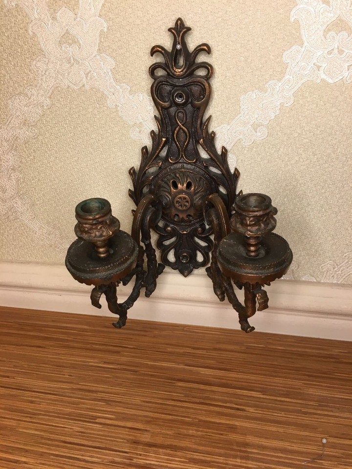 Candlestick Wall Vintage 2 Arm Candle Candelabra Aluminium | eBay