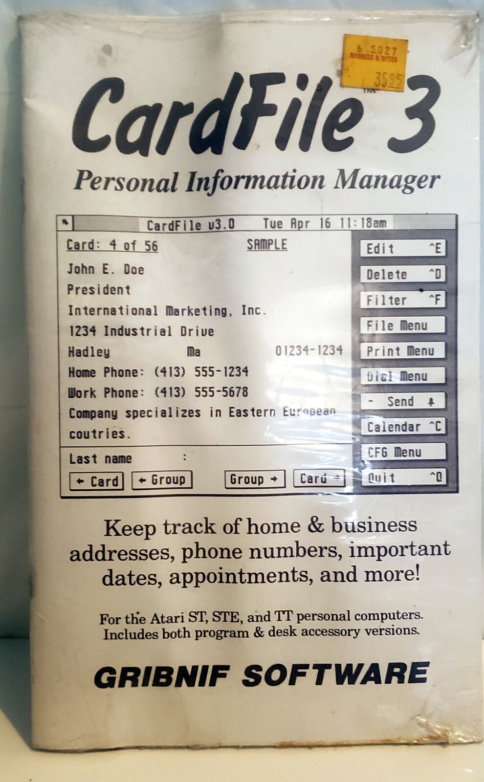 Atari ST - Cardfile 3 Personal Information from Gribnif Software | eBay