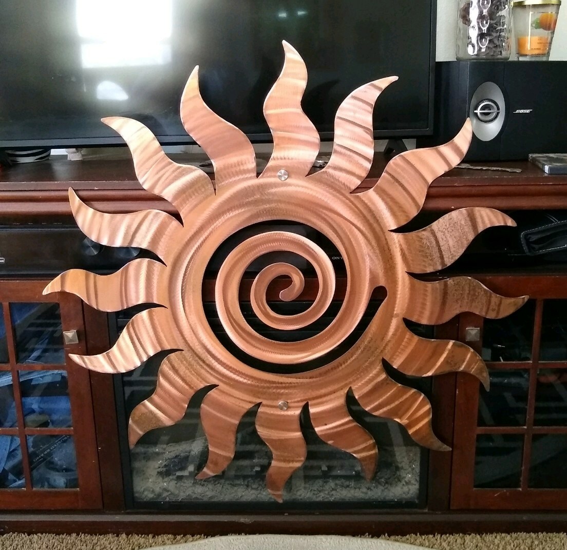 large Metal Sun Wall Art rustic Outdoor Patio deck steel wall hanging ...