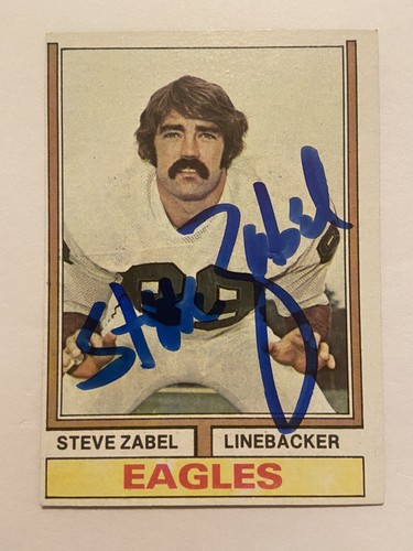 STEVE ZABEL Hand Signed 1974 Topps #428 Eagles Oklahoma Sooners ...