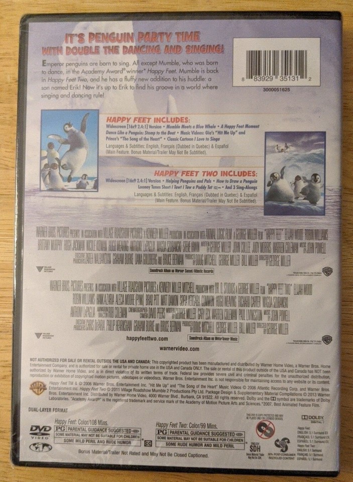 Happy Feet/Happy Feet Two (DVD, 2013, 2-Disc Set) Sealed New ...