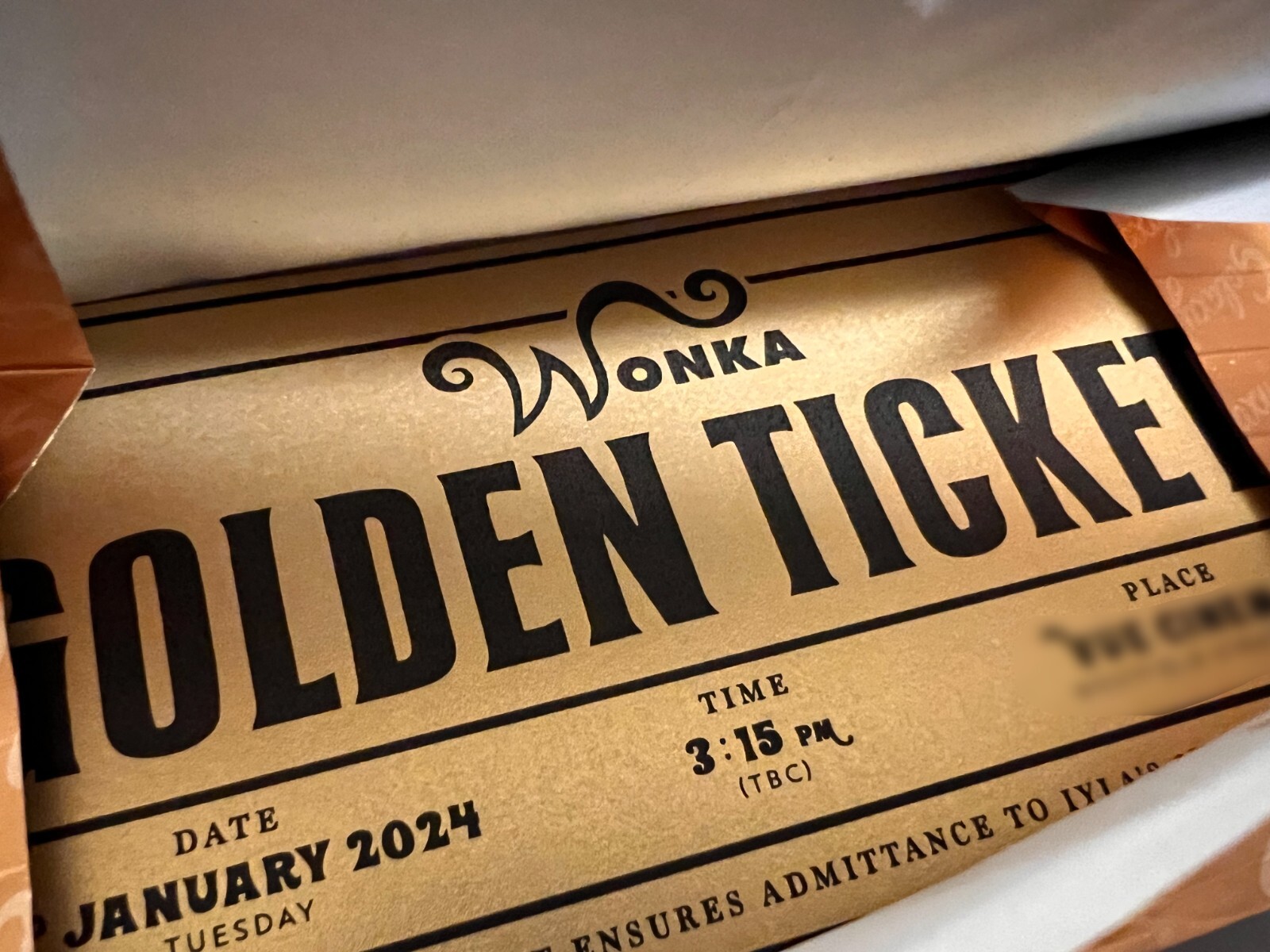 Wonka Golden Ticket & Chocolate Bar - Invitation / Gift - Personalised ...