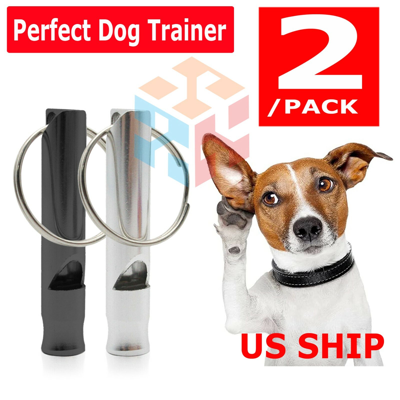 2 PCS SET Hot Pet Dog Training Whistle Dog Obedience Stop Barking Pet ...