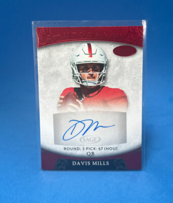 2021 Sage Aspire Red Davis Mills RC Auto #ASP-74 Texans Rookie ...