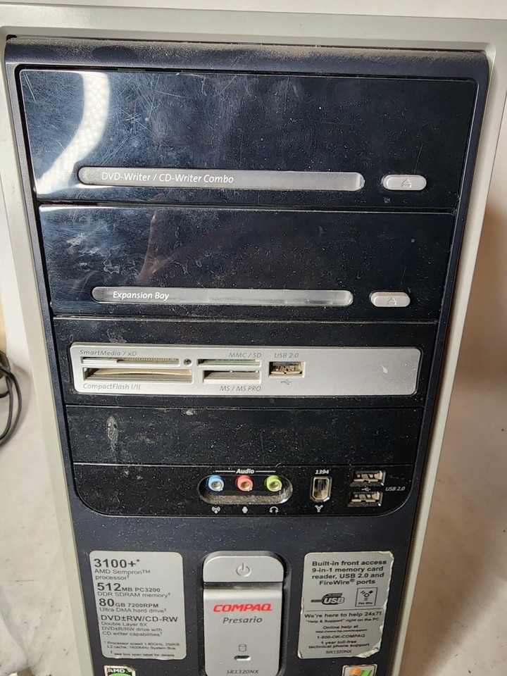 Compaq Presario SR1320NX Desktop Computer AMD Sempron 2GB Ram 80gb Hdd ...