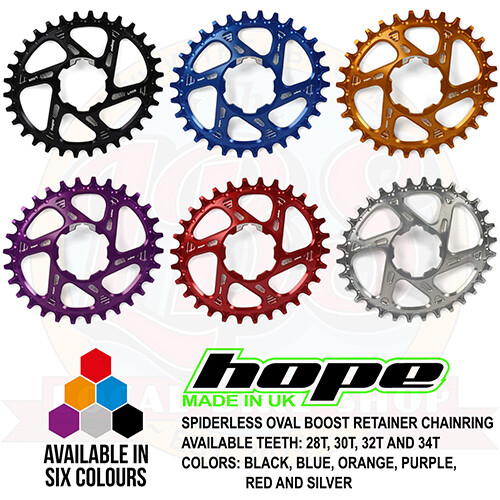 Hope Spiderless Oval Boost Retainer Ring Chainring 28T 30T 32T 34T ...