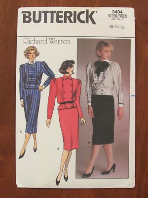 BUTTERICK PATTERN - 3404 LADIES SKIRT TOP JACKET PEPLUM DBL BREASTED 8 ...