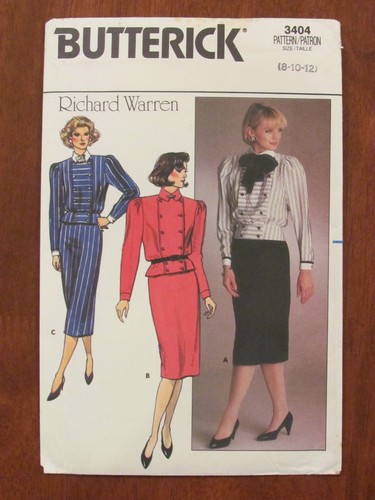 BUTTERICK PATTERN - 3404 LADIES SKIRT TOP JACKET PEPLUM DBL BREASTED 8 ...