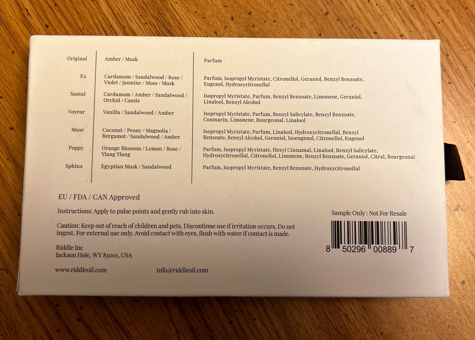 New! Riddle Oil Roll On Fragrance Oil Sample Kit - Perfume/Parfum | eBay