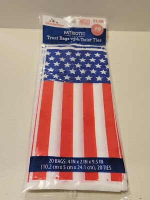 Party Snack Treat Bags 20 Sacks per Pack Gift Wrap 4th Of JULY Flag ...