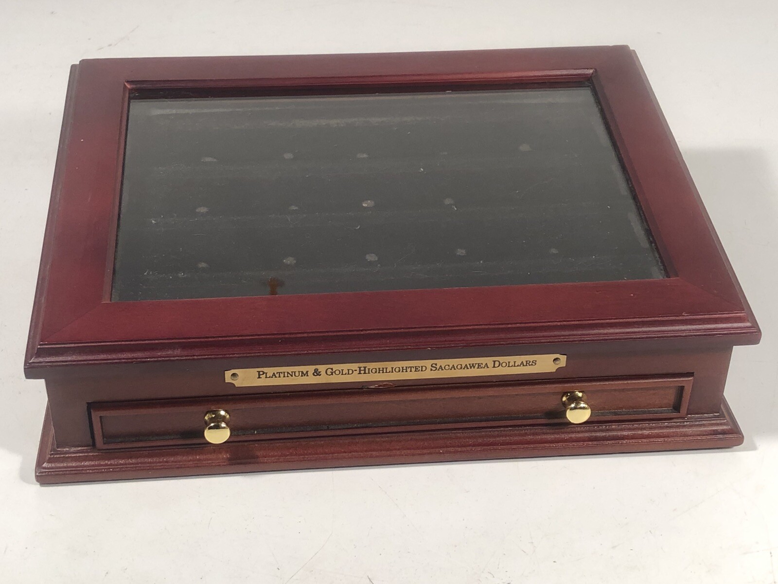 Platinum And Gold Highlighted Sacagawea Dollars Cherry Wood PCS Display ...