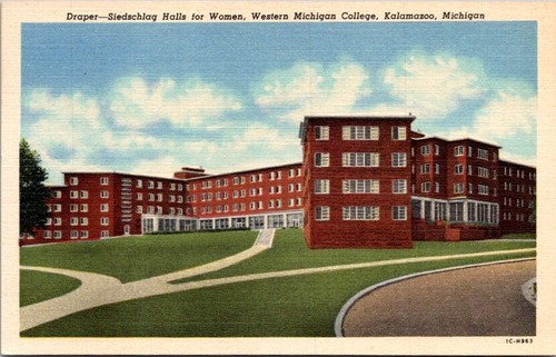 Postcard Draper Women's Hall Western Michigan College Kalamazoo ...