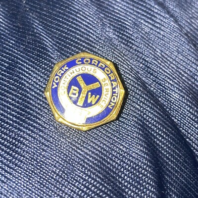Vintage York Corporation 35 Years Service Lapel Pin Award HTF ...