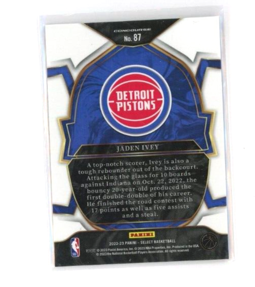 2022-23 Panini Select Blue Concourse #877777 Jaden Ivey RC - Detroit ...