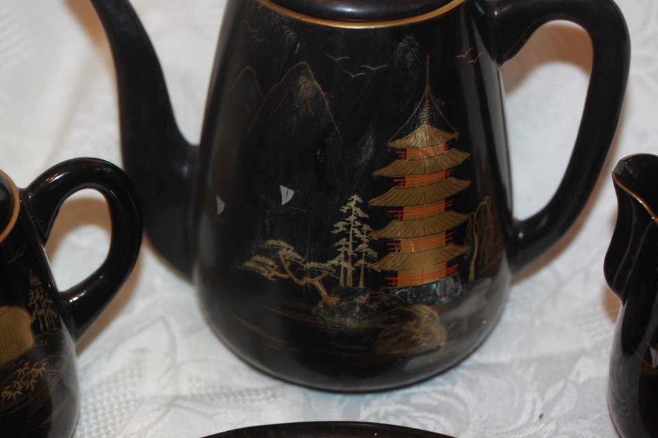 Vintage Asian Fuji Japan Lacquerware Tea Set 34 pieces Cordial Spoons ...