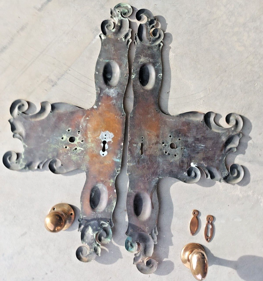 Victorian Decorative Large Copper Door Plates ,Key escutcheons & door ...