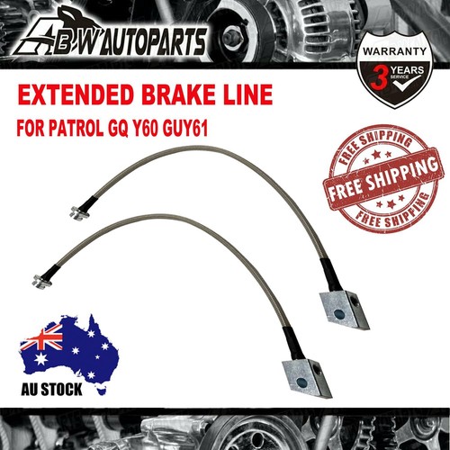 Pair of Extended Braided Brake Lines for Nissan Patrol GQ Y60 GU Y61 2 ...