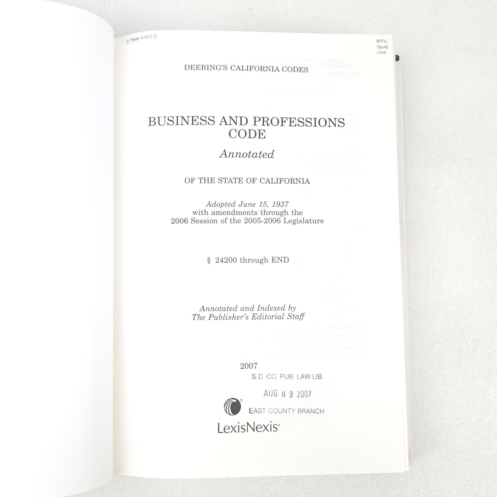 Deering's California Codes, CA Annotated Legal Codes Volumes 3-12 ...