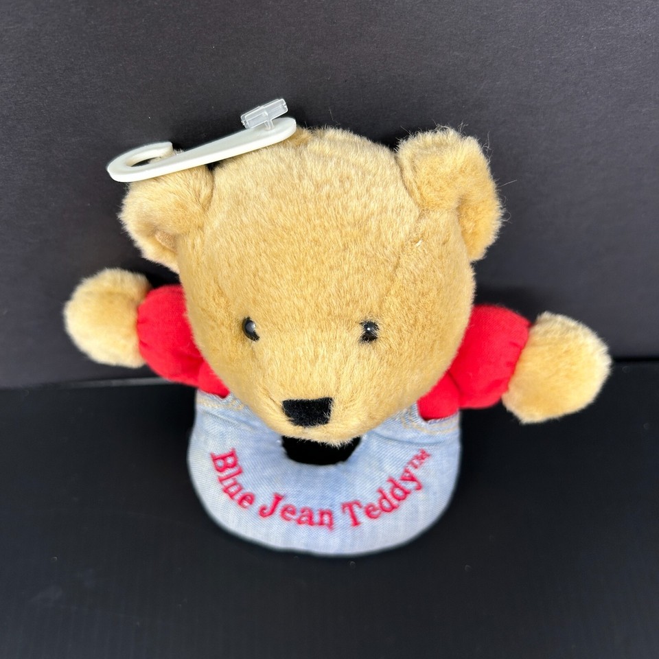 Blue Jean Teddy Bear Plush Circle Ring Rattle Baby Grabber Grasp ...
