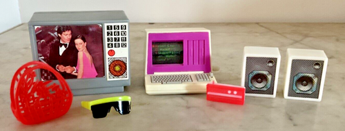 Vintage For Barbie Doll, TV, Wind up Computer, Speakers, Radio, Bag ...