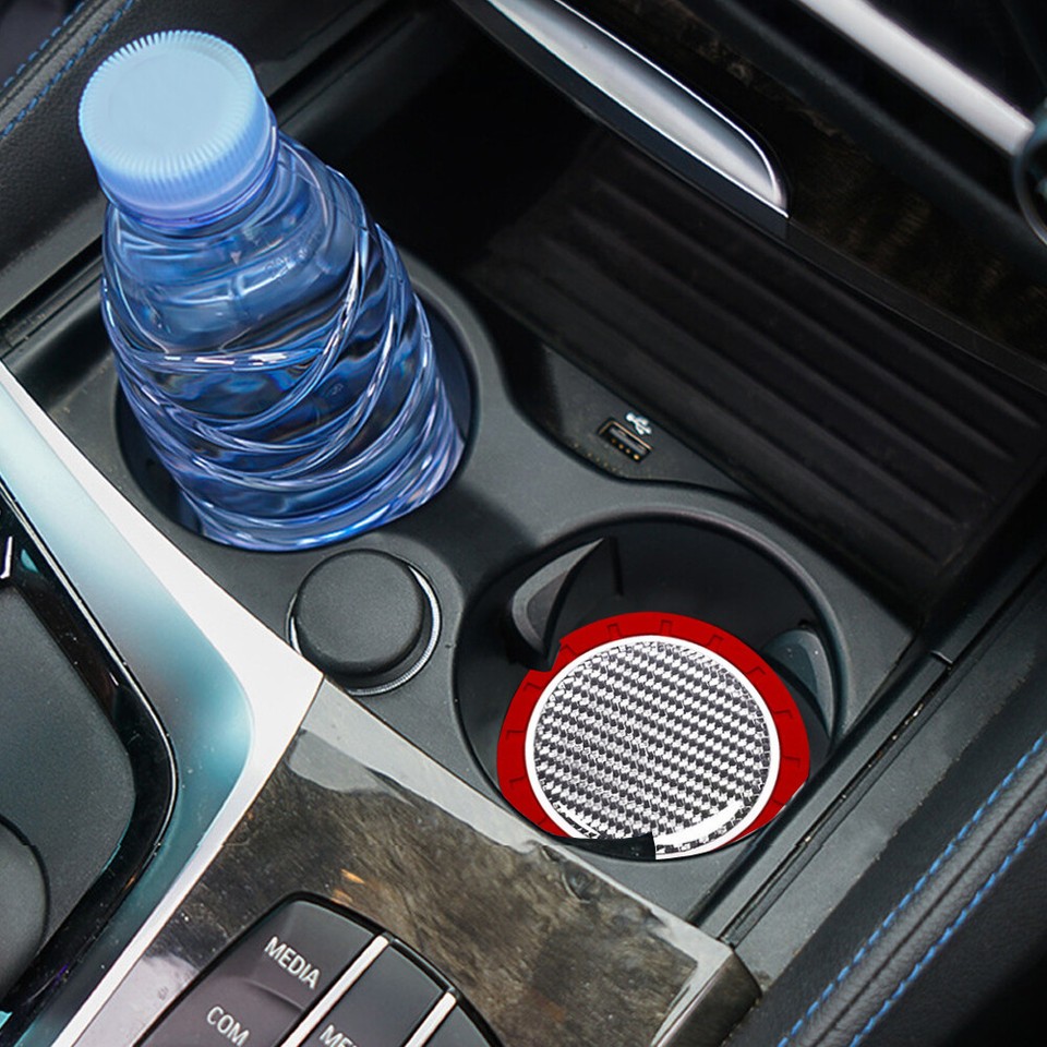 2x Carbon Fiber Car Accessories Water Cup Holder Pad Anti-slip Coaster ...