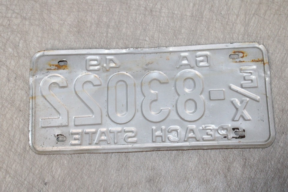 Georgia 1949 Peach State Passenger Car License Plate EX 83022 Original ...