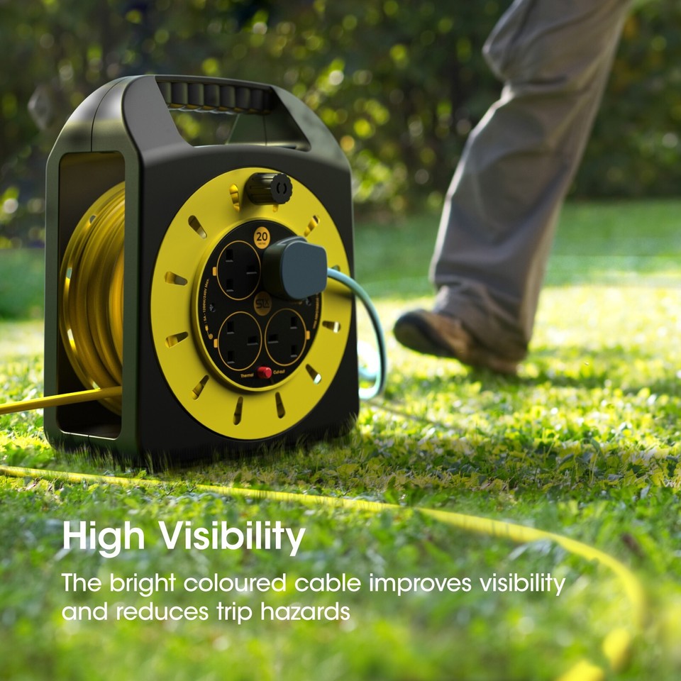 SLx Cable Extension Lead 20m 4 Socket Easy-Wind Cassette Reel | eBay UK