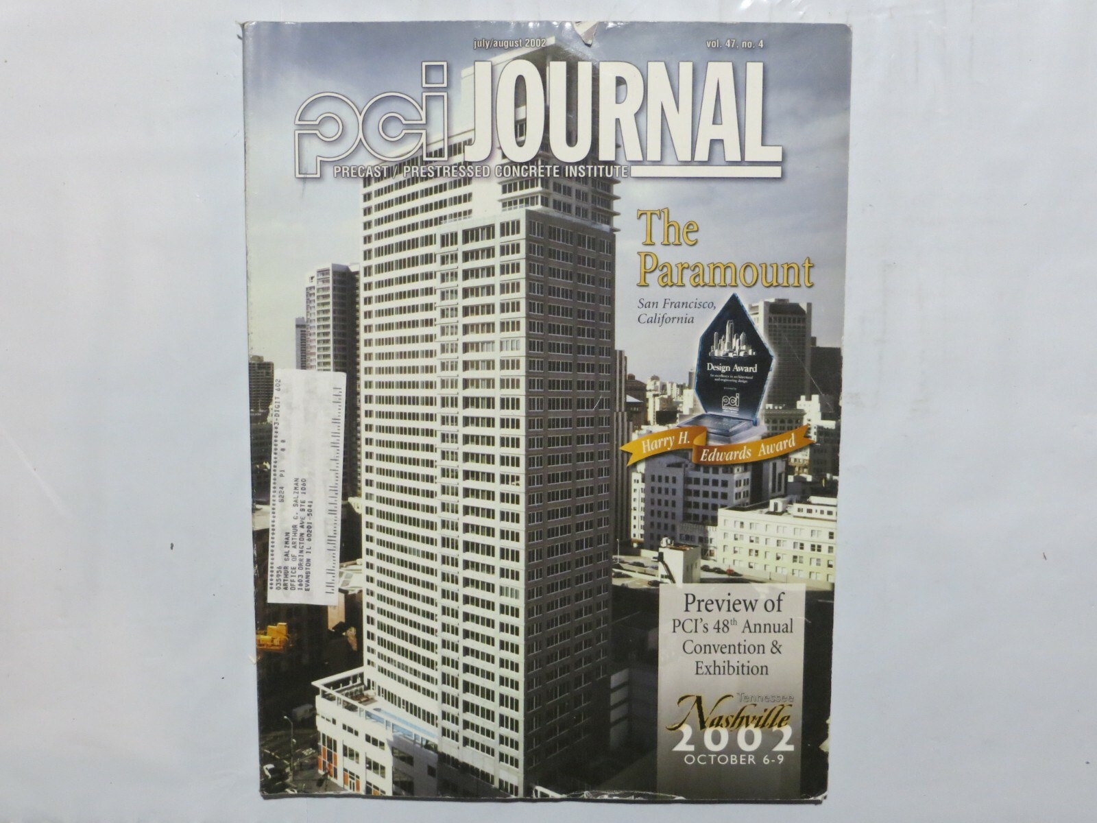PCI Journal Concrete Institute 2002 July The Paramount California AC | eBay