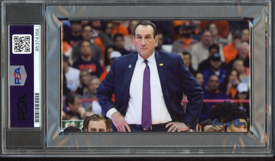 Mike Krzyzewski signed Cut 3x5 Custom Card PSA DNA Slab Duke Basketball ...