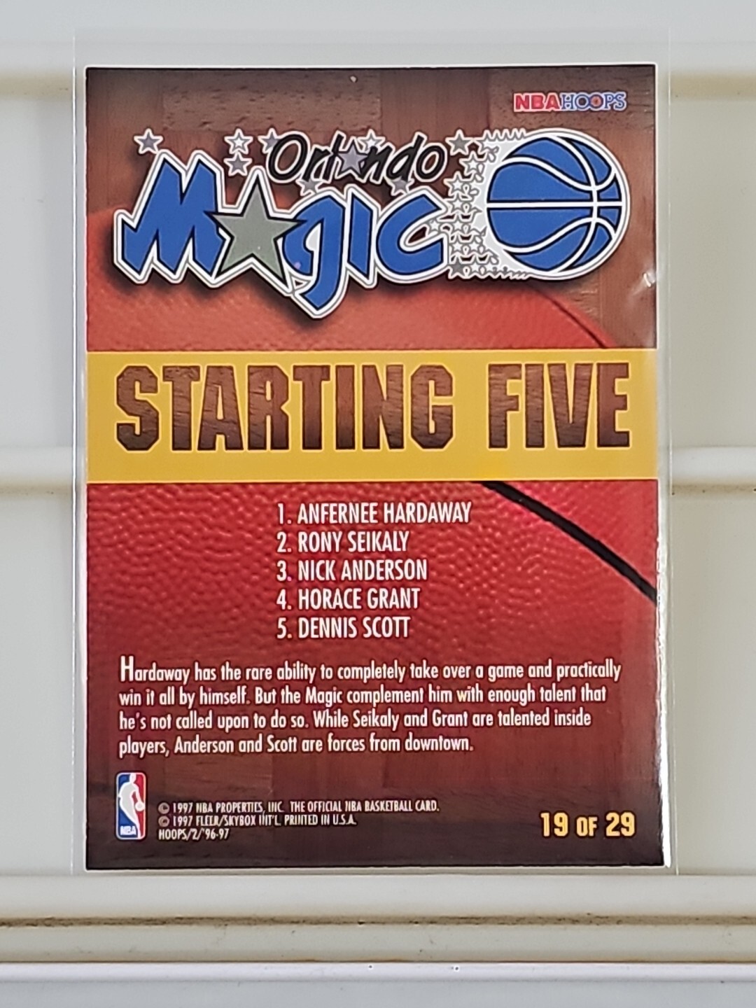 1996-97 NBA Hoops Starting Five- Orlando Magic Anfernee Hardaway-#19/29 ...