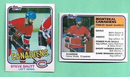 (2) STEVE SHUTT 1981-82 TOPPS CANADIENS NM+ CARD (L4635) | eBay