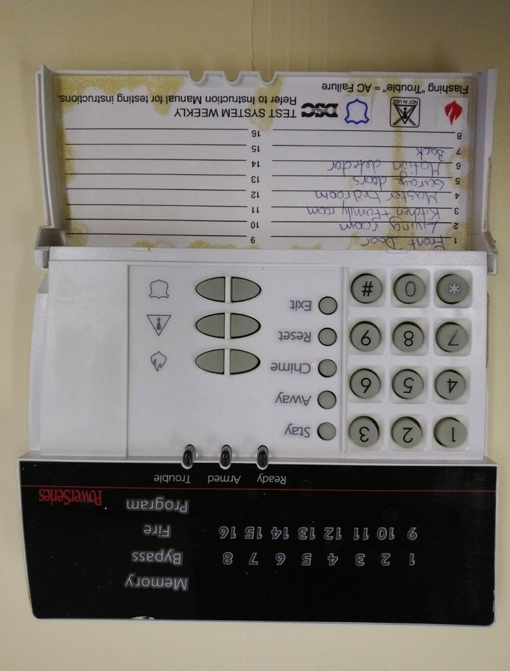 DSC Alarm Security Keypad Power Series 8-32 Zones LED LCD Fixed Icon ...