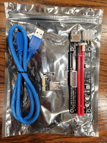 PCI-E 1x to 16x Powered USB3.0 GPU Riser Extender Adapter Card Pack of ...