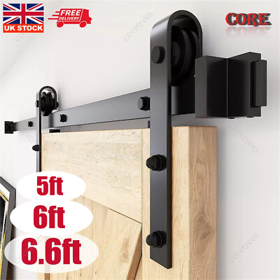 6FT 6.5FT Sliding Wood Barn Door Track System Kit Hardware Set ...