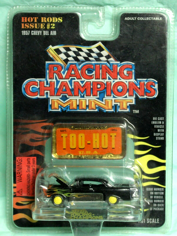 RACING CHAMPIONS MINT HOT RODS TOO HOT 1957 CHEVY BEL AIR ON ORIG. CARD ...