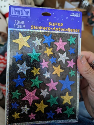 Vintage Hallmark Stickers Stars sparkle 2 Sheets New in Package super ...