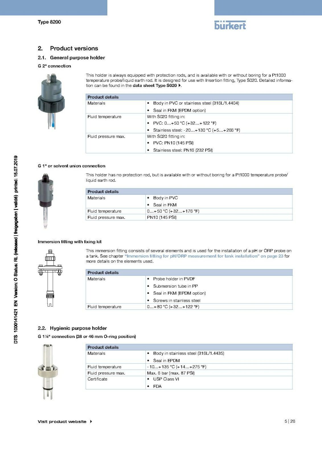 Burkert 8200 , PH / ORP electrode holder, 00429224 | eBay