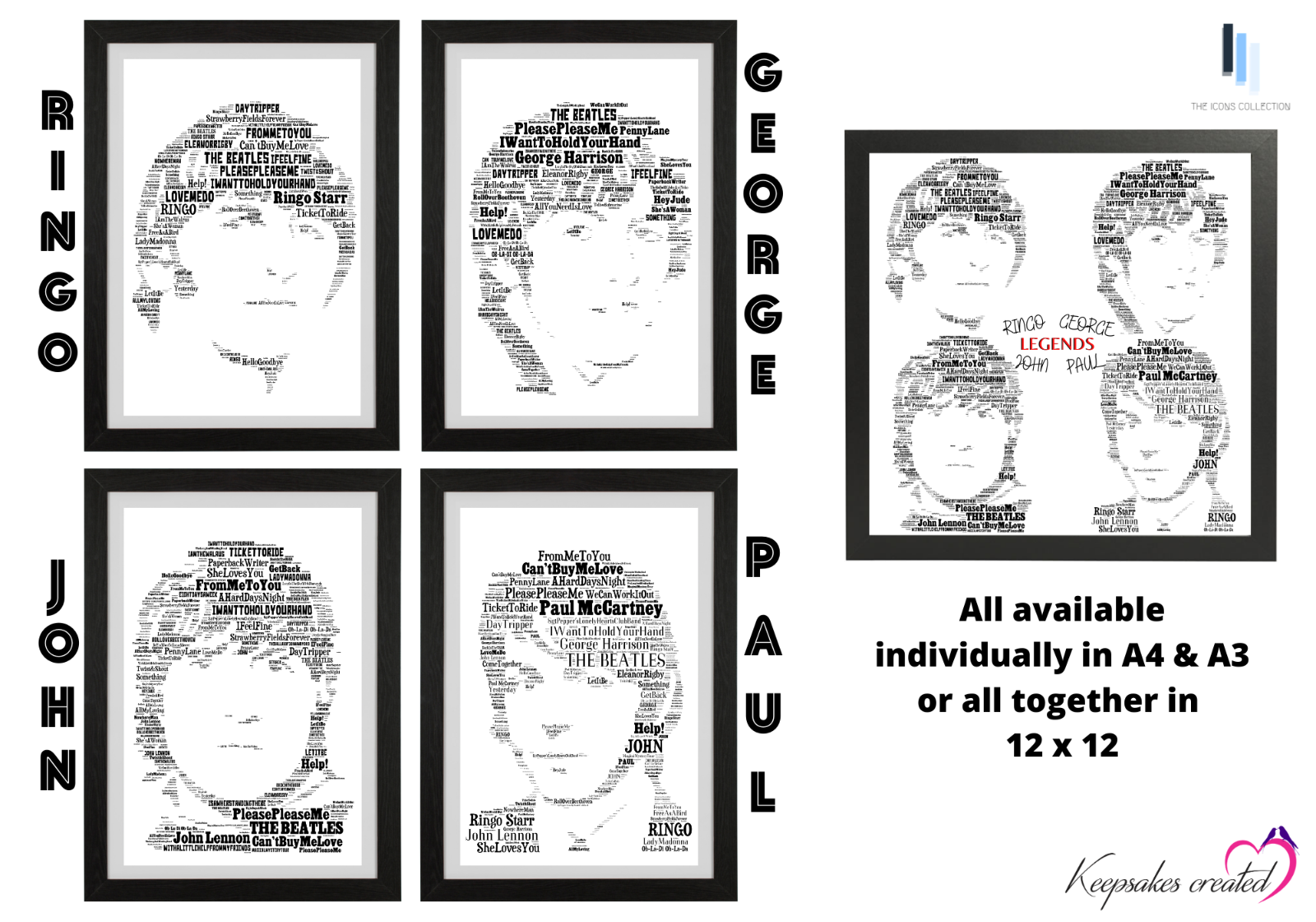 The Beatles Fab Four Portraits in songs Memorabilia/Collectable/Gift | eBay