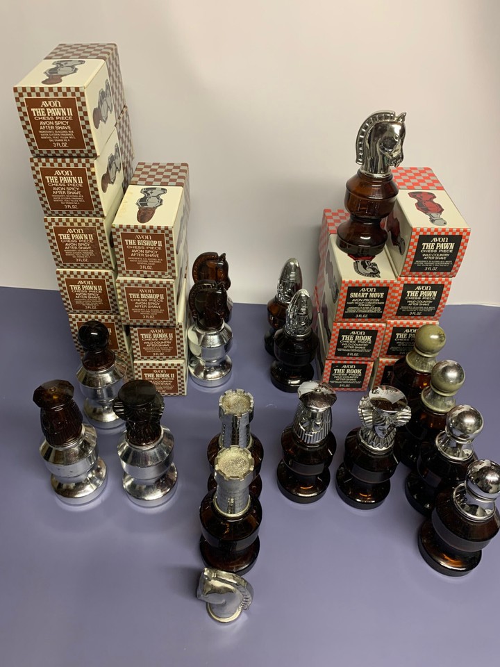 Avon Mens Vintage 1970s Chess Pieces - 34 Pieces - many full and in ...