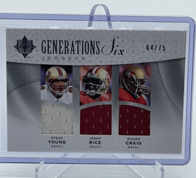 2009 Ultimate Generations Six GU Jersey Steve Young Jerry Rice Craig ...
