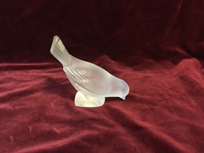 Genuine SIGNED LALIQUE Paris France Crystal Frosted Glass Sparrow Bird ...