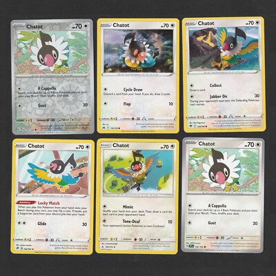 Chatot Pokemon Card Collection Set of 6 English Cards Reverse Holo Cute ...