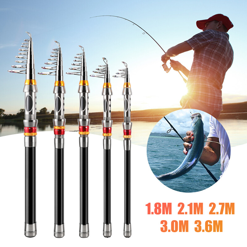 Fishing Pole Collapsible Rods Spinning Carbon Fiber Telescopic Fishing ...