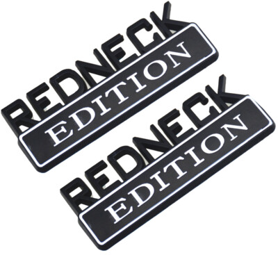 2 White Black REDNECK EDITION CAR EMBLEM Badge 3D Sticker for Silverado ...