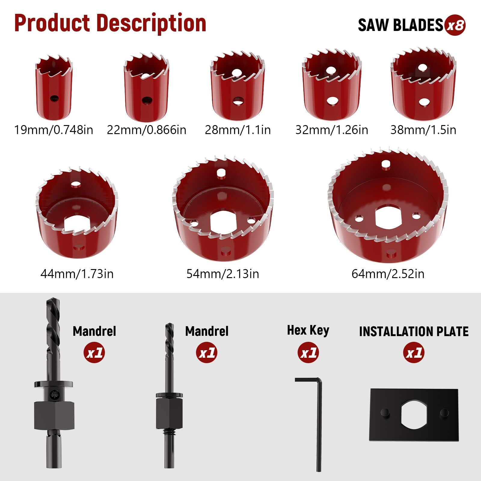 HOLE SAW KIT, Cuttex Tools Bi-Metal Hole Saw Kit 12 PCS Set,%8 Co MAX ...