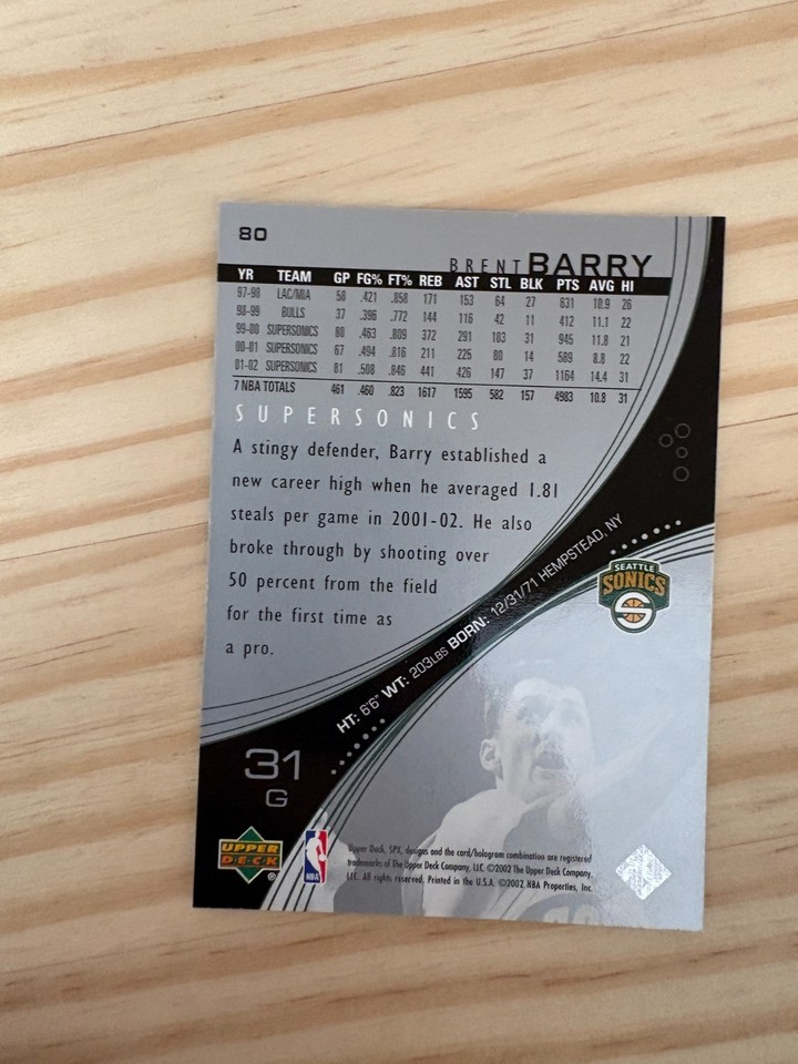 2002-03 SPx #80 Brent Barry - Seattle Supersonics | eBay