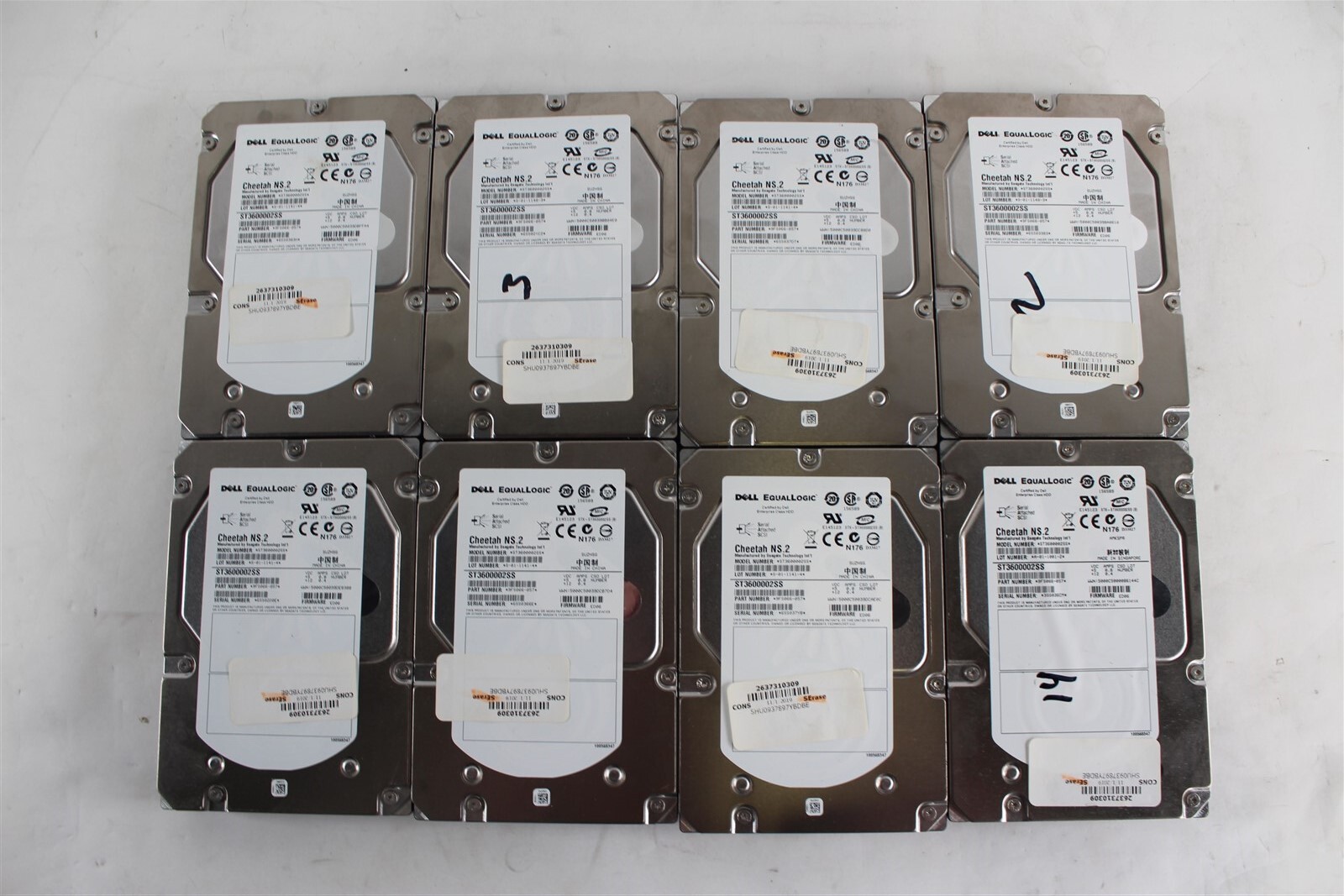 Lot 8 Dell EqualLogic Cheetah NS.2 600GB 10K 3.5 SAS HDD ST3600002SS ...