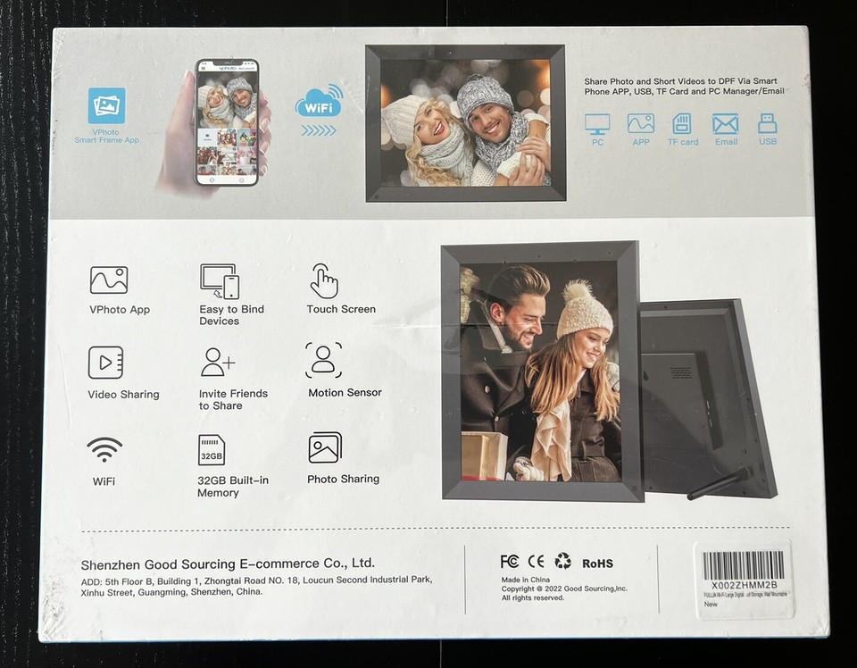 Fullja Digital Photo Frame F15 15” Black Wall Mount Motion Sensor 32GB ...